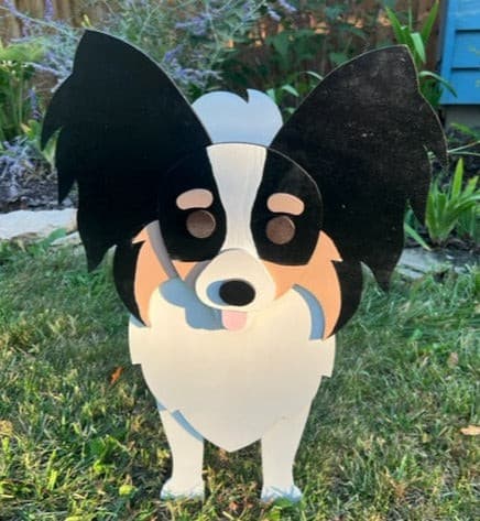 Papillon Dog Planter Box, Gifts for Dog Lovers, Dog Gifts, Dog Decor