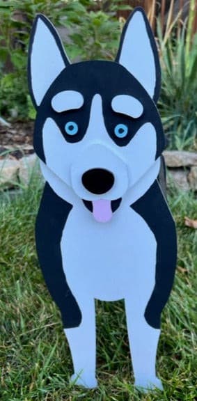 Siberian Husky Dog Planter Box, Gifts for Dog Lovers, Dog Decor